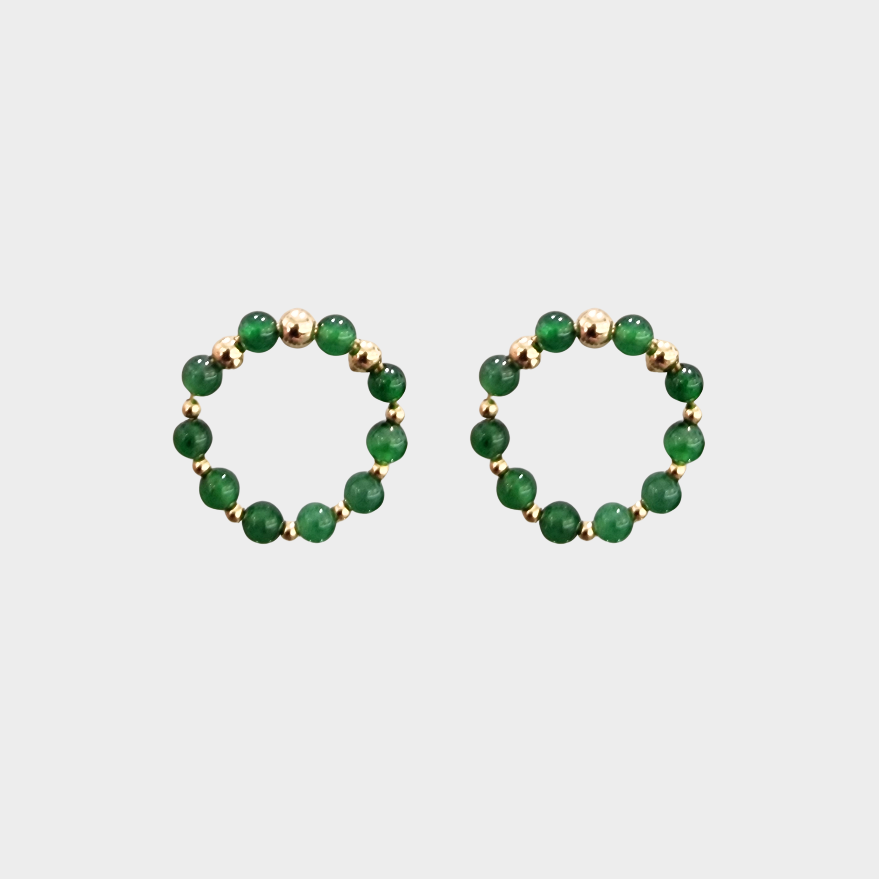 [Forest Green Dewdrops] Jadeite Jade Stud Earrings in Yellow Gold – The ...